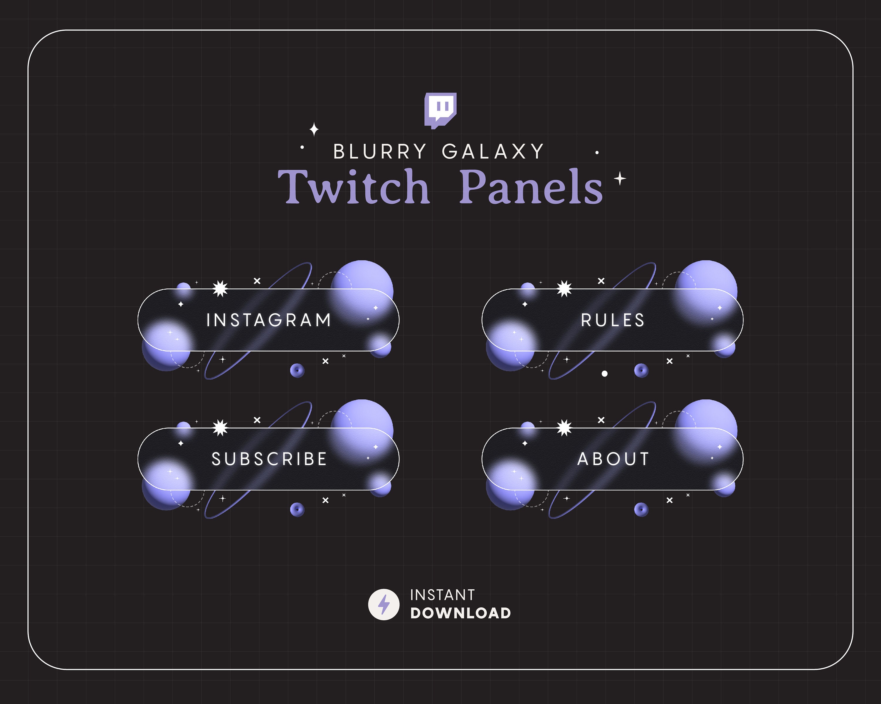 36 Purple Galaxy Panel, 3D Twitch Panel, Blurry Galaxy,glass Effect ...
