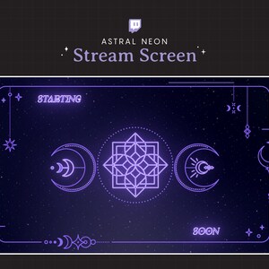 Purple Neon Twitch Stream Screen: Celestial Stars, Dark Theme (digital ...