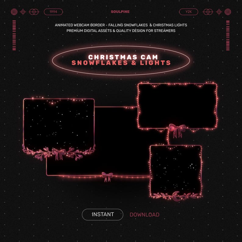 Christmas Animated Webcam Overlay: Snowflakes, Twinkle Lights Stream ...