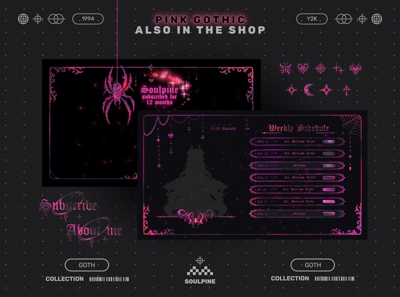 Pink Gothic Stream Screens ⊹ Alt Gothic ⊹ Witch ⊹ Vtuber Streamer ...