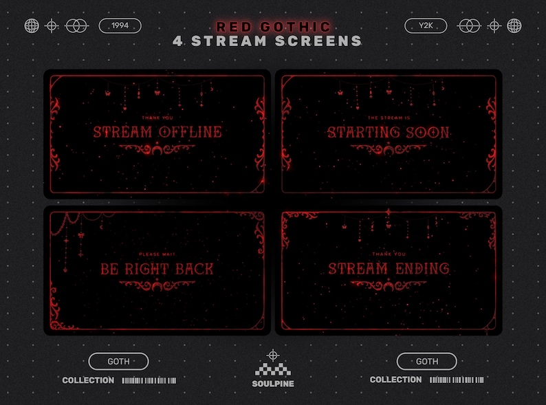 Crimson Gothic Animated Stream Screens | Blood Red Twitch Overlay ...