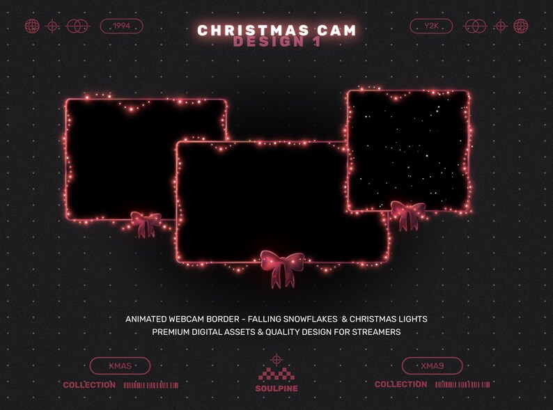 Christmas Animated Webcam Overlay: Snowflakes, Twinkle Lights Stream ...
