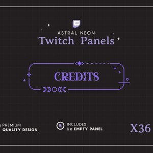 Glowing Purple Neon Twitch Panels, Celestial Stars and Magic Asset ...