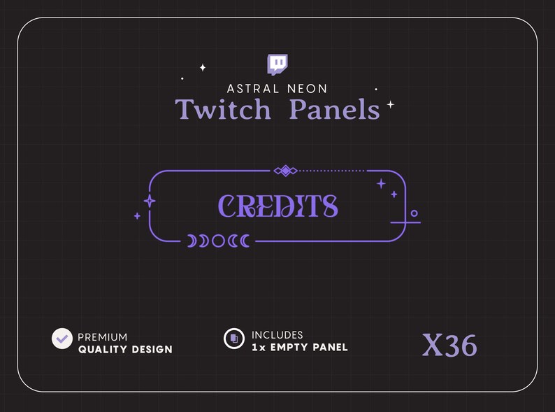 Glowing Purple Neon Twitch Panels, Celestial Stars and Magic Asset ...