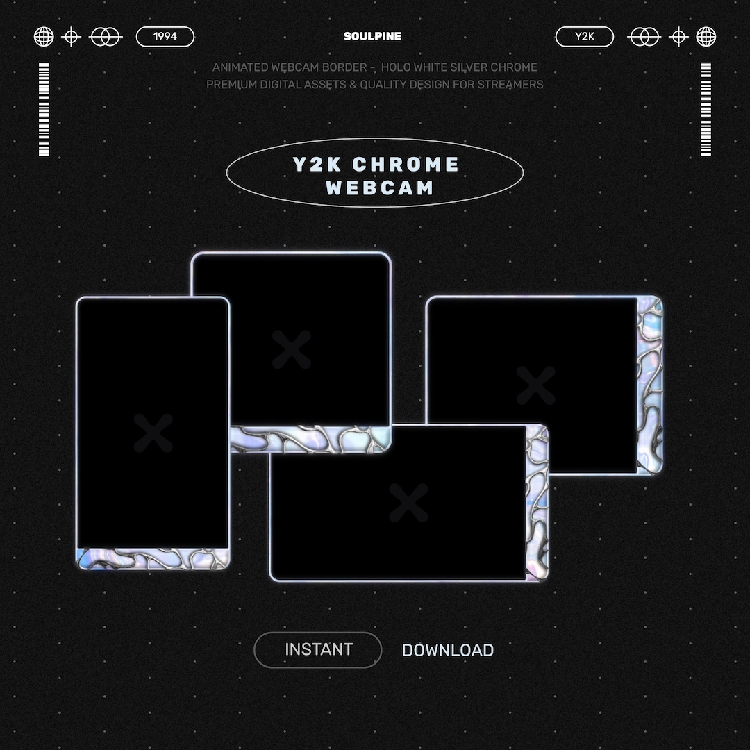 Holographic White Chrome Webcam Overlay: Y2K Cybersigilism Stream Cam ...