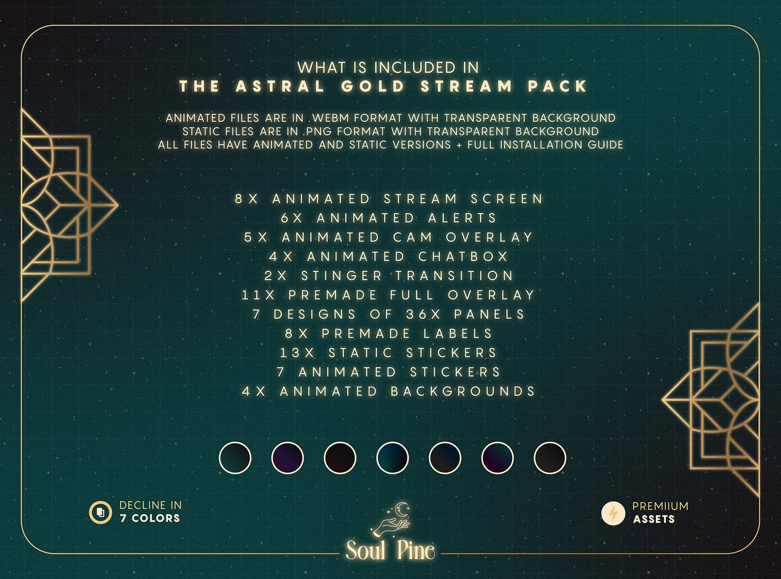 Deep Green Astral Gold Stream Package, Glow TWITCH Overlay, Celestial ...