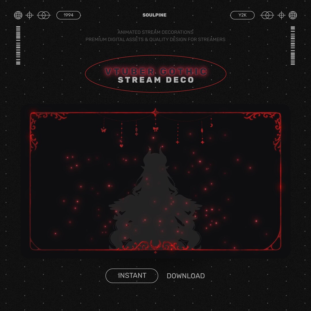 Gothic Vtuber Overlays: Crimson Red Animated Twitch Deco (1920x1080 ...