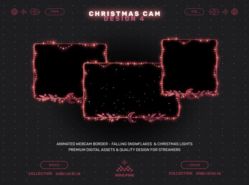 Christmas Animated Webcam Overlay: Snowflakes, Twinkle Lights Stream ...