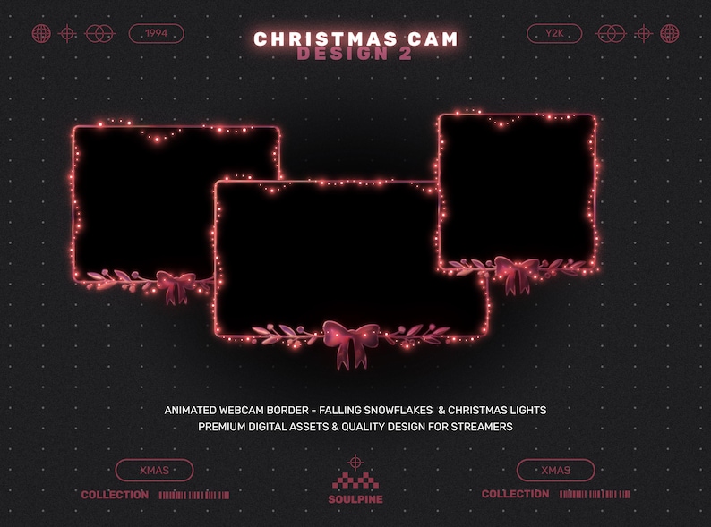 Christmas Animated Webcam Overlay: Snowflakes, Twinkle Lights Stream ...