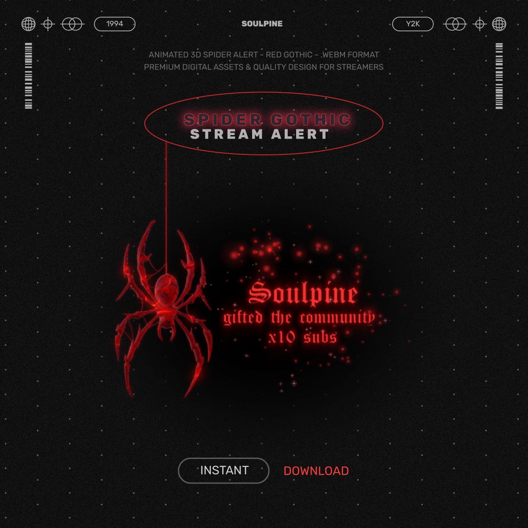 3D Animated Twitch Alert: 360 Red Gothic Spider | Vampire & Goth Stream ...
