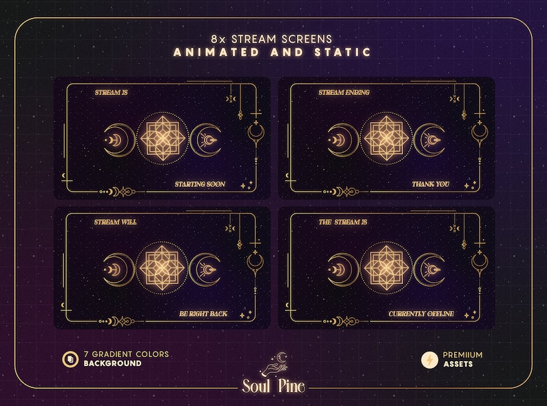 Purple Astral Gold Stream Package: Animated Twitch Overlay - Etsy