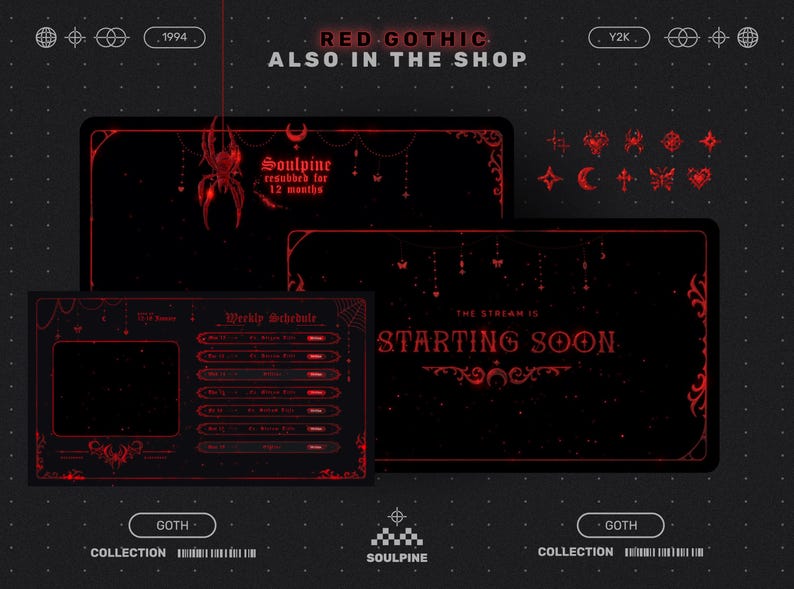 Crimson Gothic Animated Stream Screens | Blood Red Twitch Overlay ...