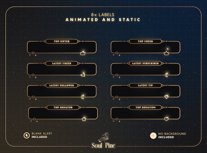 Astral Gold Stream Overlay Package : Celestial Dark Blue Twitch ...