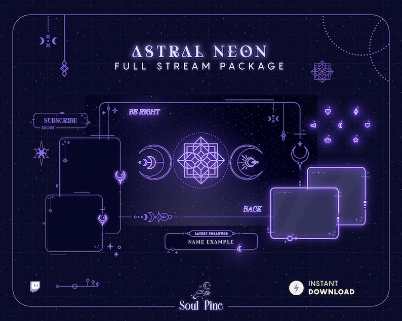 Astral Neon Twitch Stream Package: Cyber Vtuber Overlay (animated) - Etsy