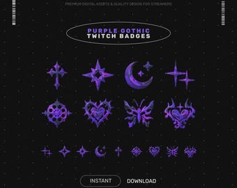 Purple Gothic Twitch Sub Badges & Bit Badges - Amethyst Goth Pack ...
