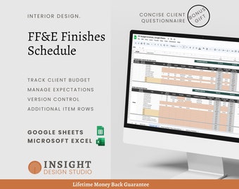 FF&E Schedule Template CUSTOMISABLE Fittings Fixtures - Etsy Canada