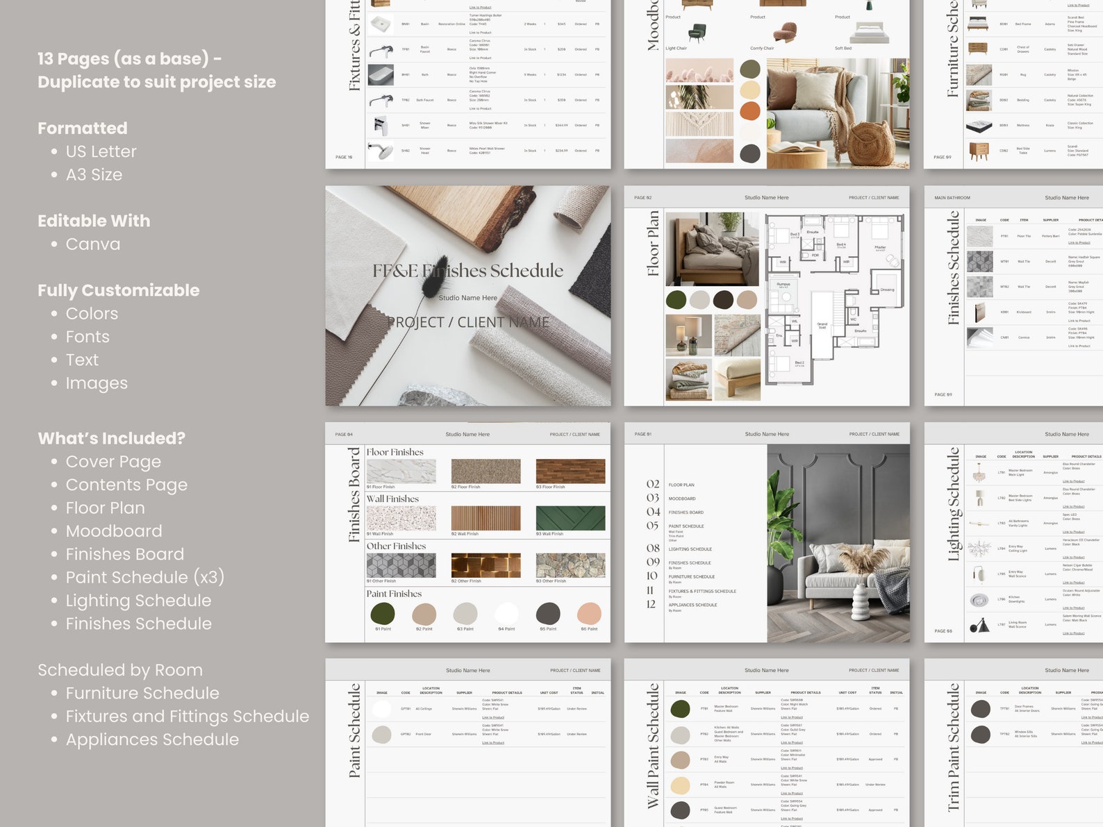 Interior Design Template FFE Finishes, Furniture, Hardware & Fixtures ...