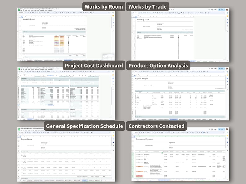 Full Home Renovation Remodel Management System Spreadsheet for Google ...