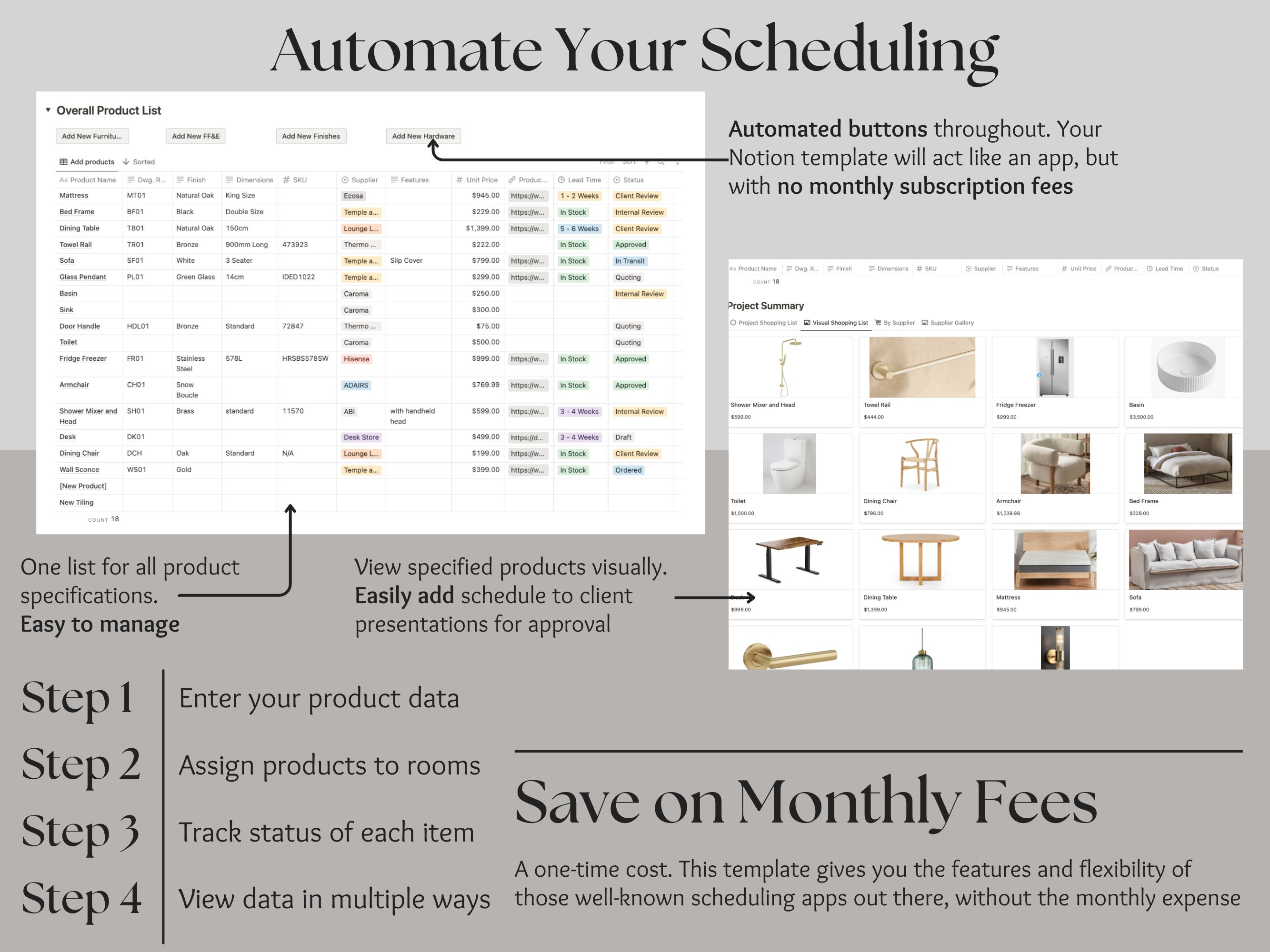 Interior Design Studio Client Project Management Tracker With FF&E ...