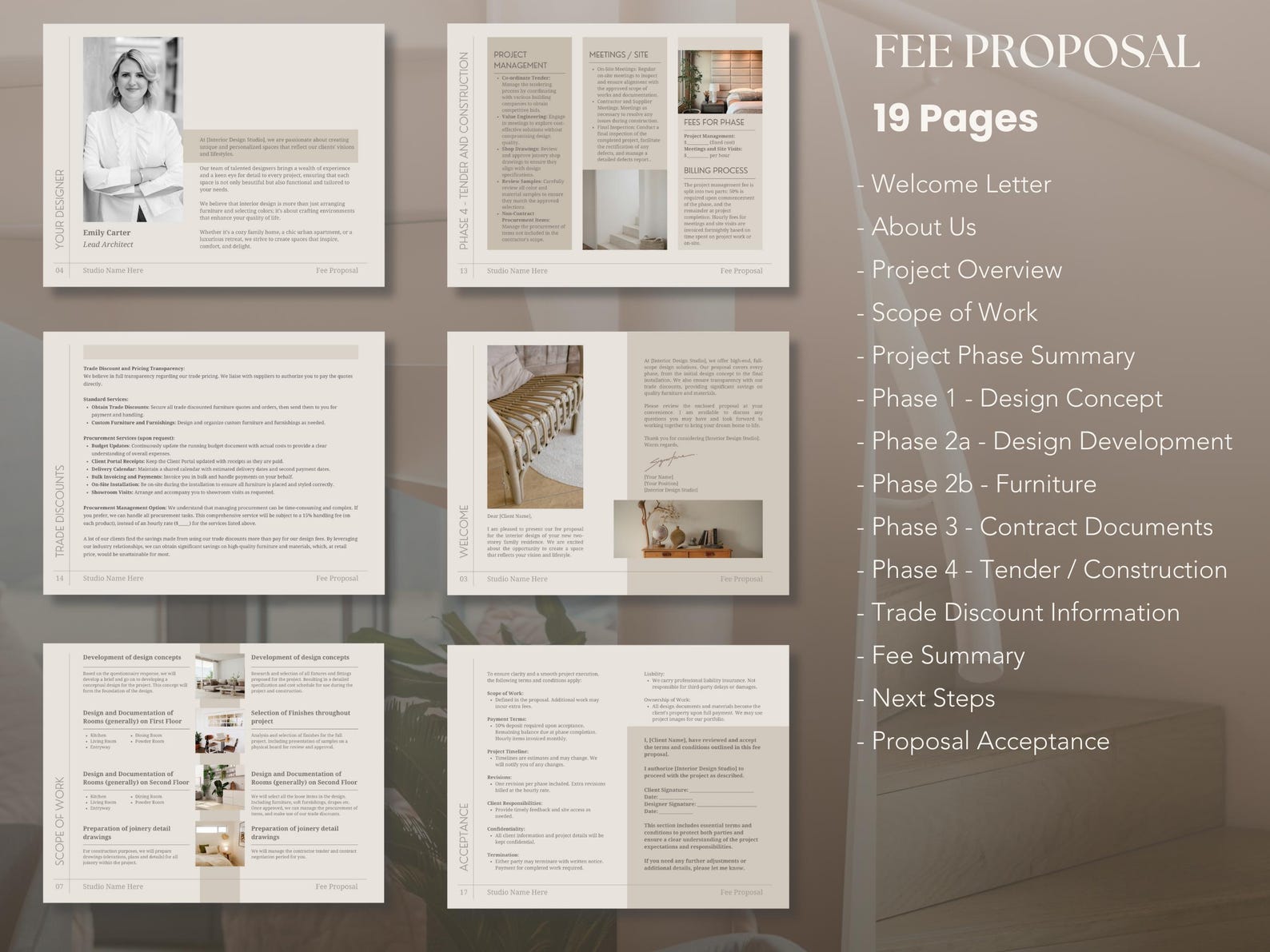 Interior Design Foundational Design Trio Fee Proposal, FFE Finishes ...