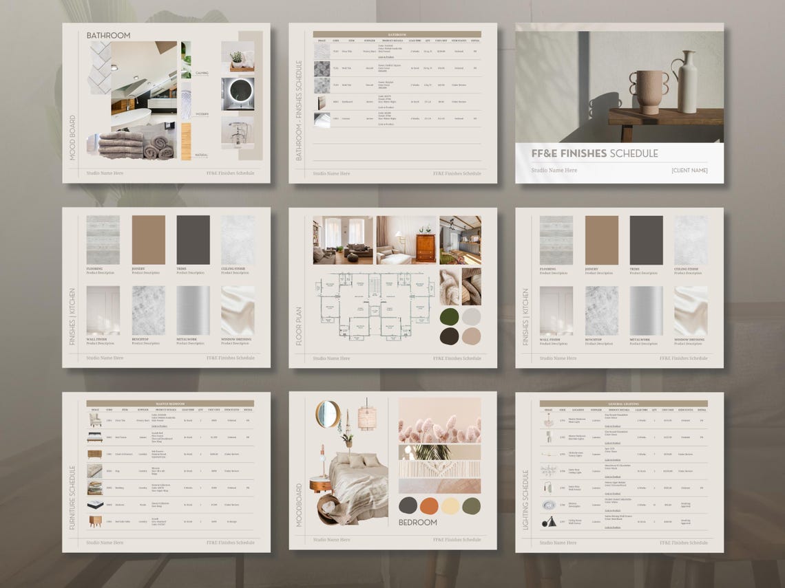 FFE Finishes Schedule for Interior Designers, Moodboard, Specification ...