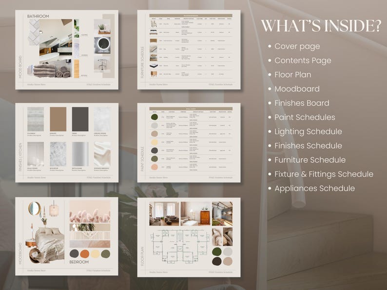 Interior Design Furniture, Finishes and Fixtures Schedule Template ...