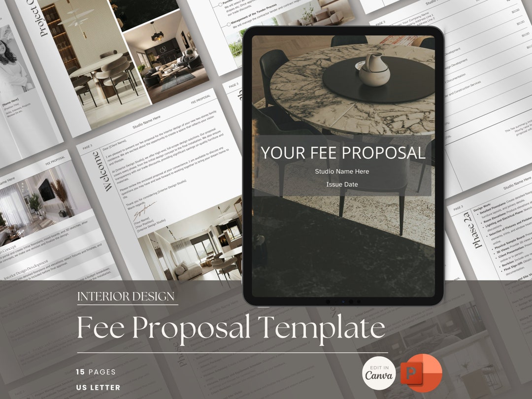Interior Design Fee Proposal Template - the Finley - Canva Powerpoint ...