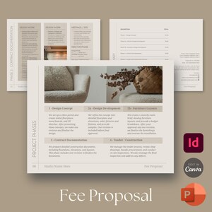 Interior Design Fee Proposal Template - Canva Powerpoint Adobe Indesign ...