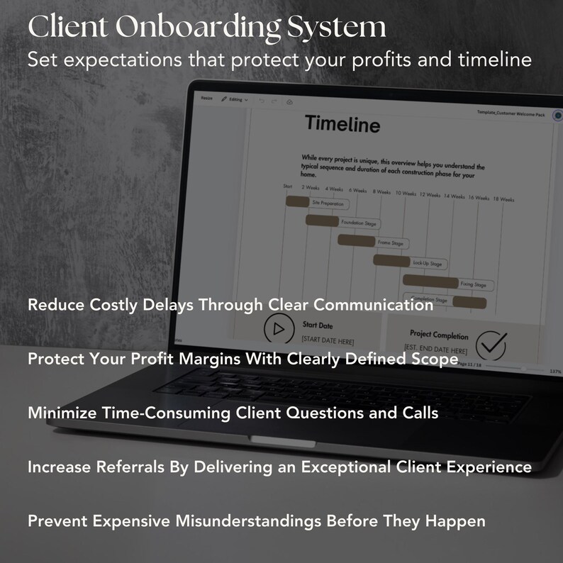 Construction Client Welcome Pack Onboarding Template for Canva, Google ...
