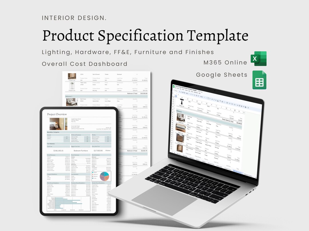 Interior Design Google Sheets Excel Product Specification Template ...