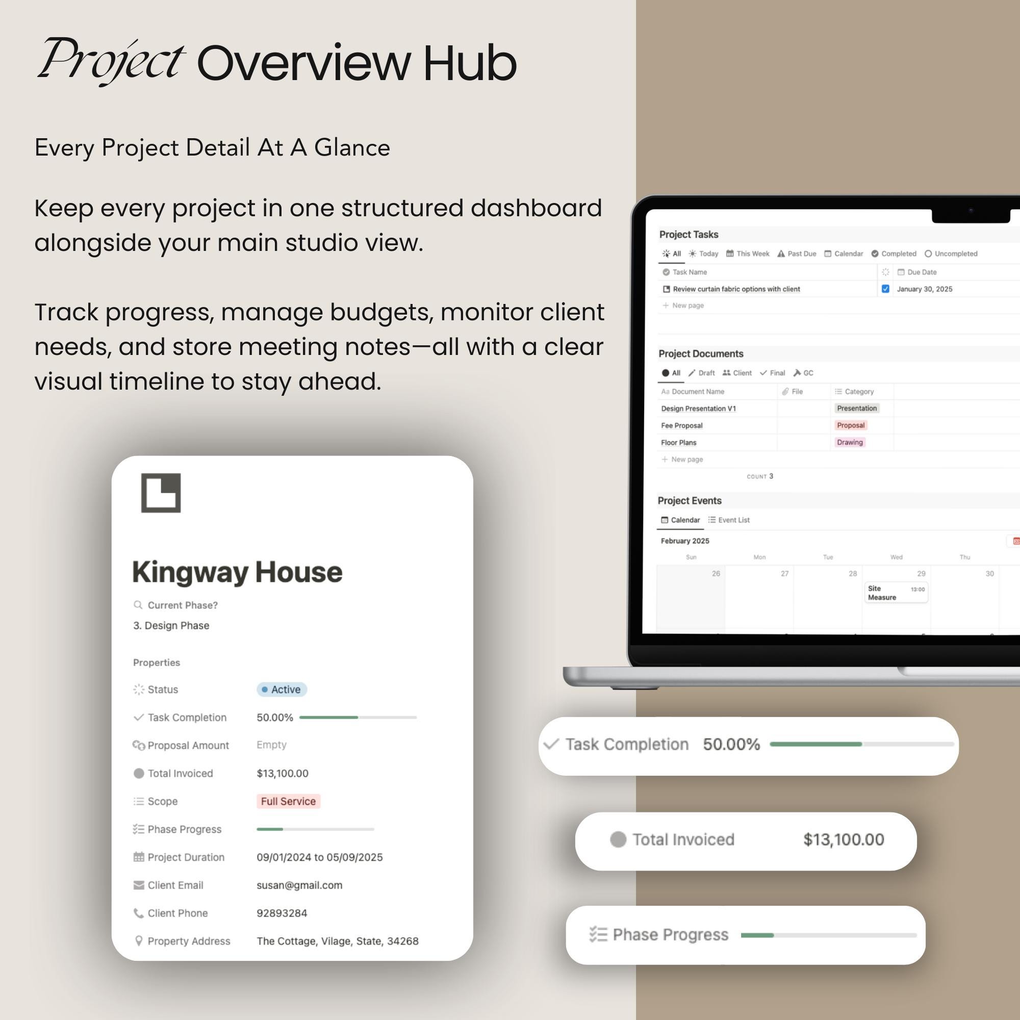 Interior Design Studio Client Project Management Tracker FF&E Schedule ...