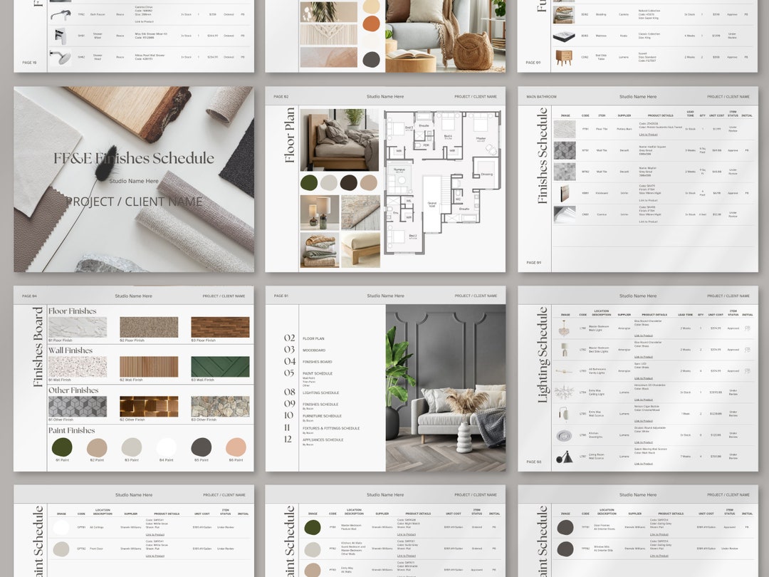 Interior Design Template FFE Finishes, Furniture, Hardware & Fixtures ...