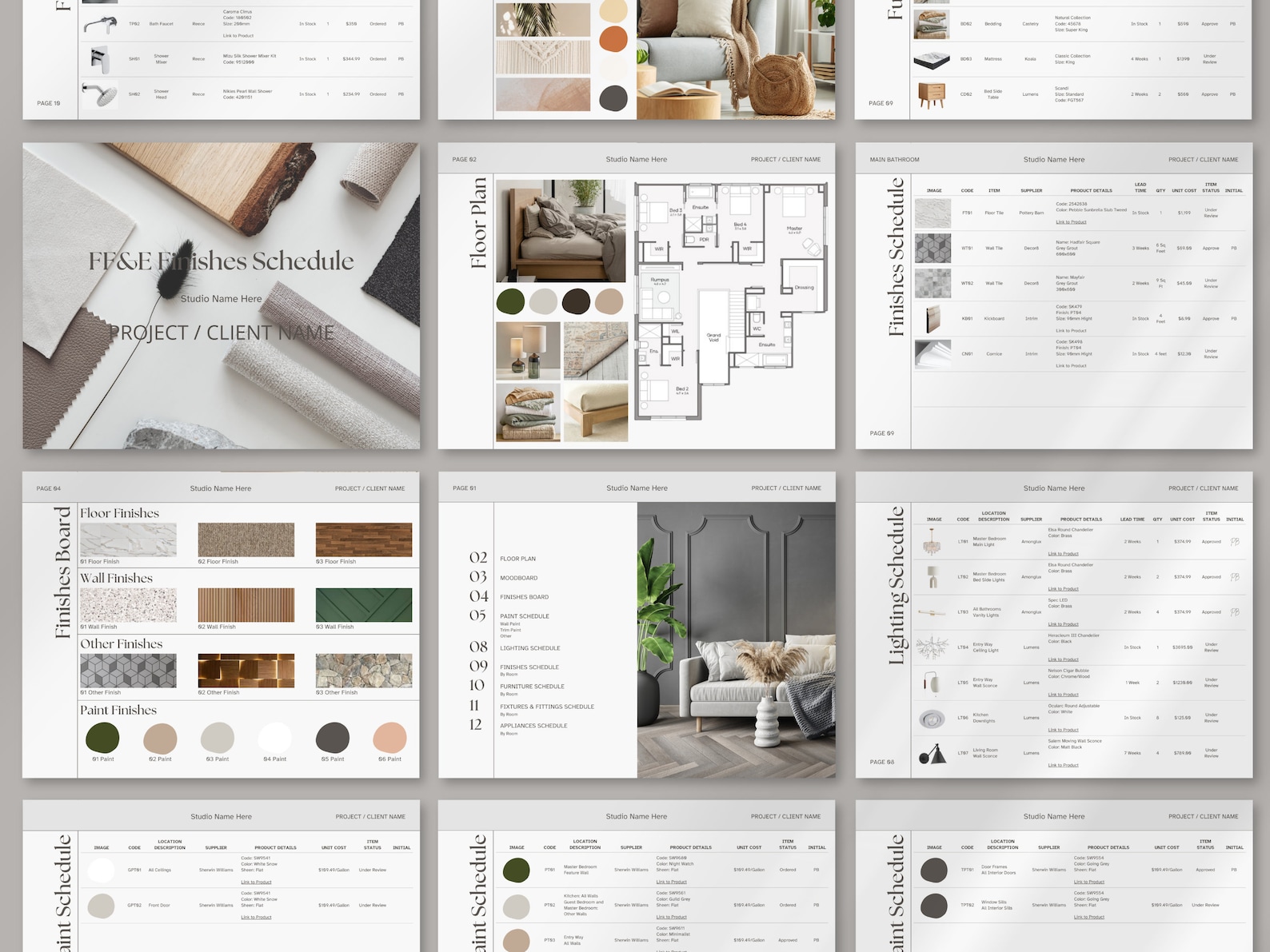 Interior Design Template FFE Finishes, Furniture, Hardware & Fixtures ...