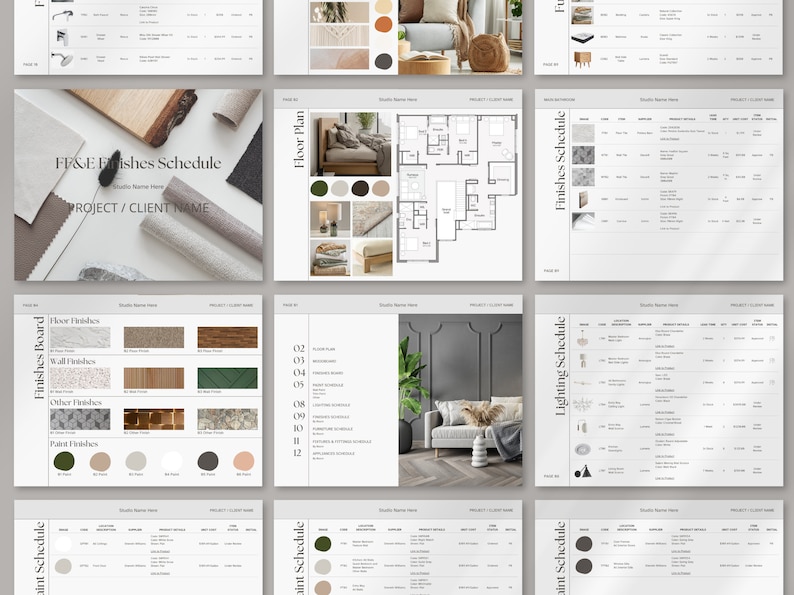 Interior Design Template FFE Finishes, Furniture, Hardware & Fixtures ...