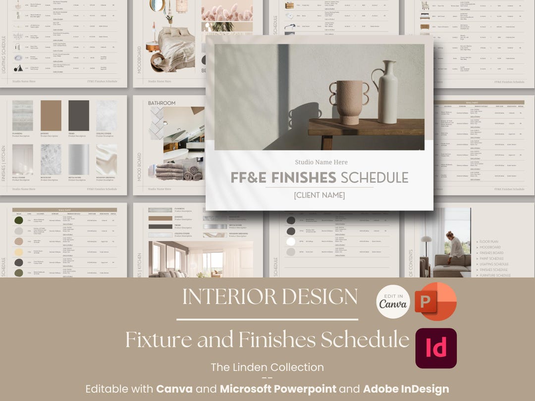 FFE Finishes Schedule for Interior Designers, Moodboard, Specification ...
