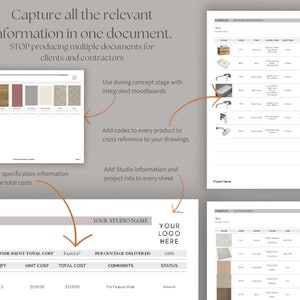 Interior Design Google Sheets FF+E Finishes Product Specification ...