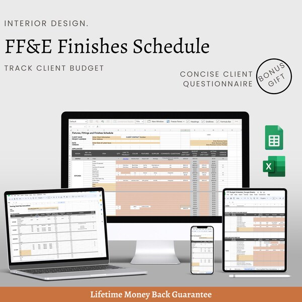 Interior Design Materials Schedule Template Ff&e Schedule - Etsy