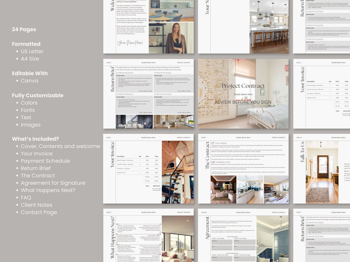 Interior Design Project Agreement Contract | Modern | E-design Contract ...