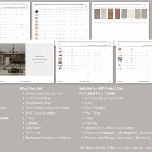 Interior Design Google Sheets FF+E Finishes Product Specification ...