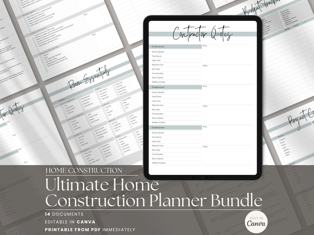 Ultimate Home Renovation Custom Build Planning Bundle - Printable ...