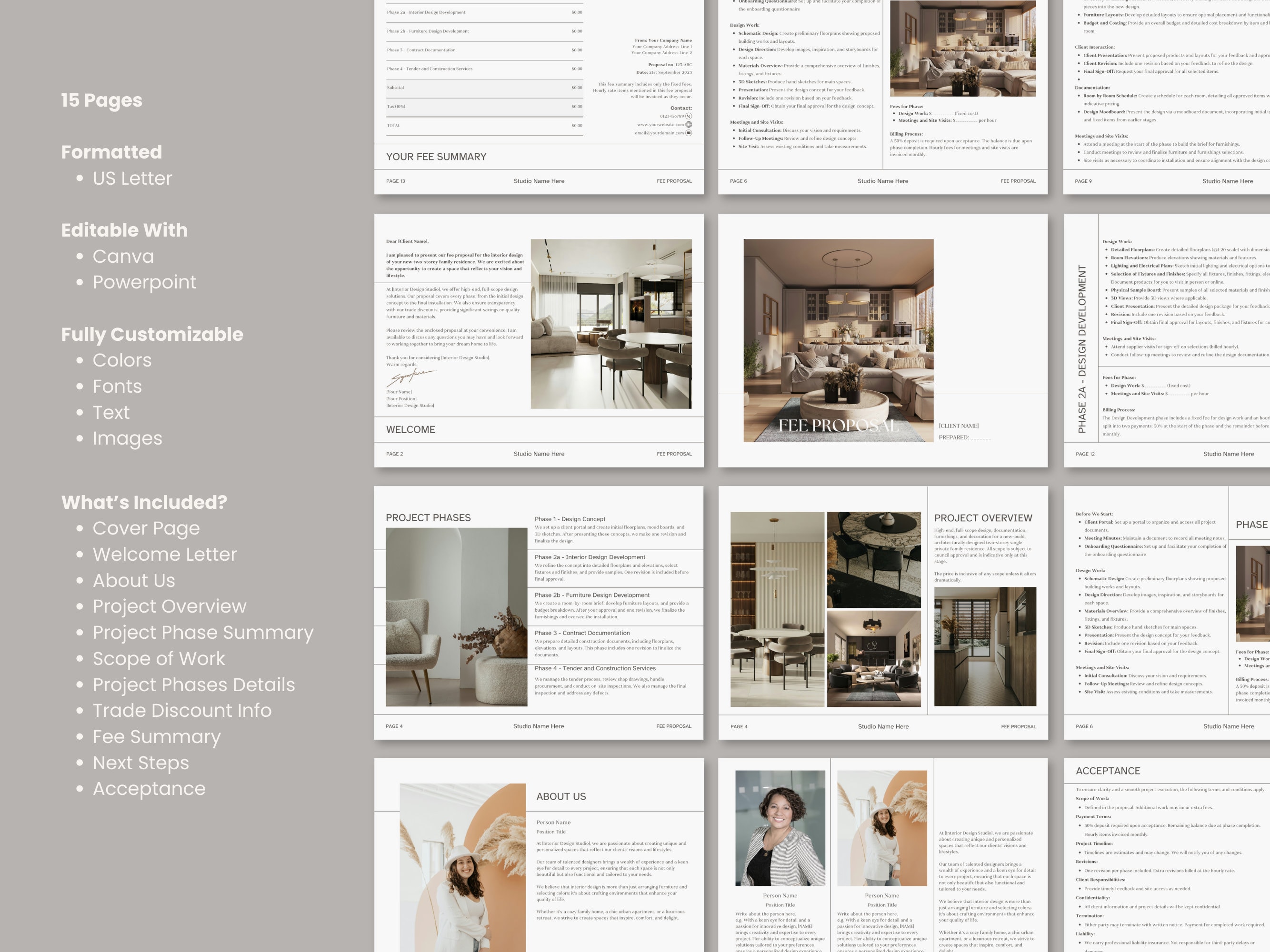 Interior Design Fee Proposal Template - the Alden - Canva Powerpoint ...