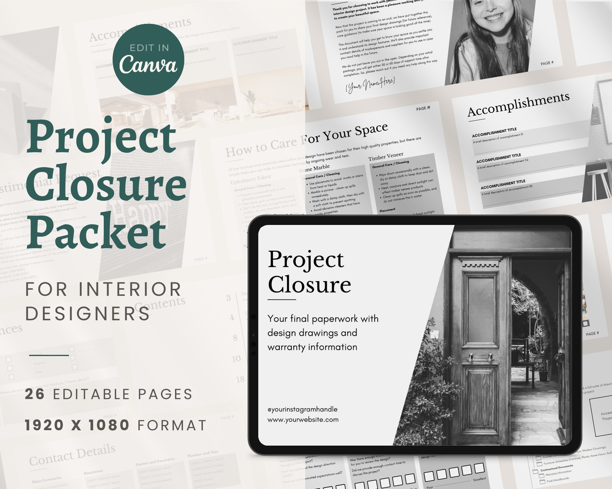 Project Closure Packet Template Client Goodbye E-design Closing Packet ...
