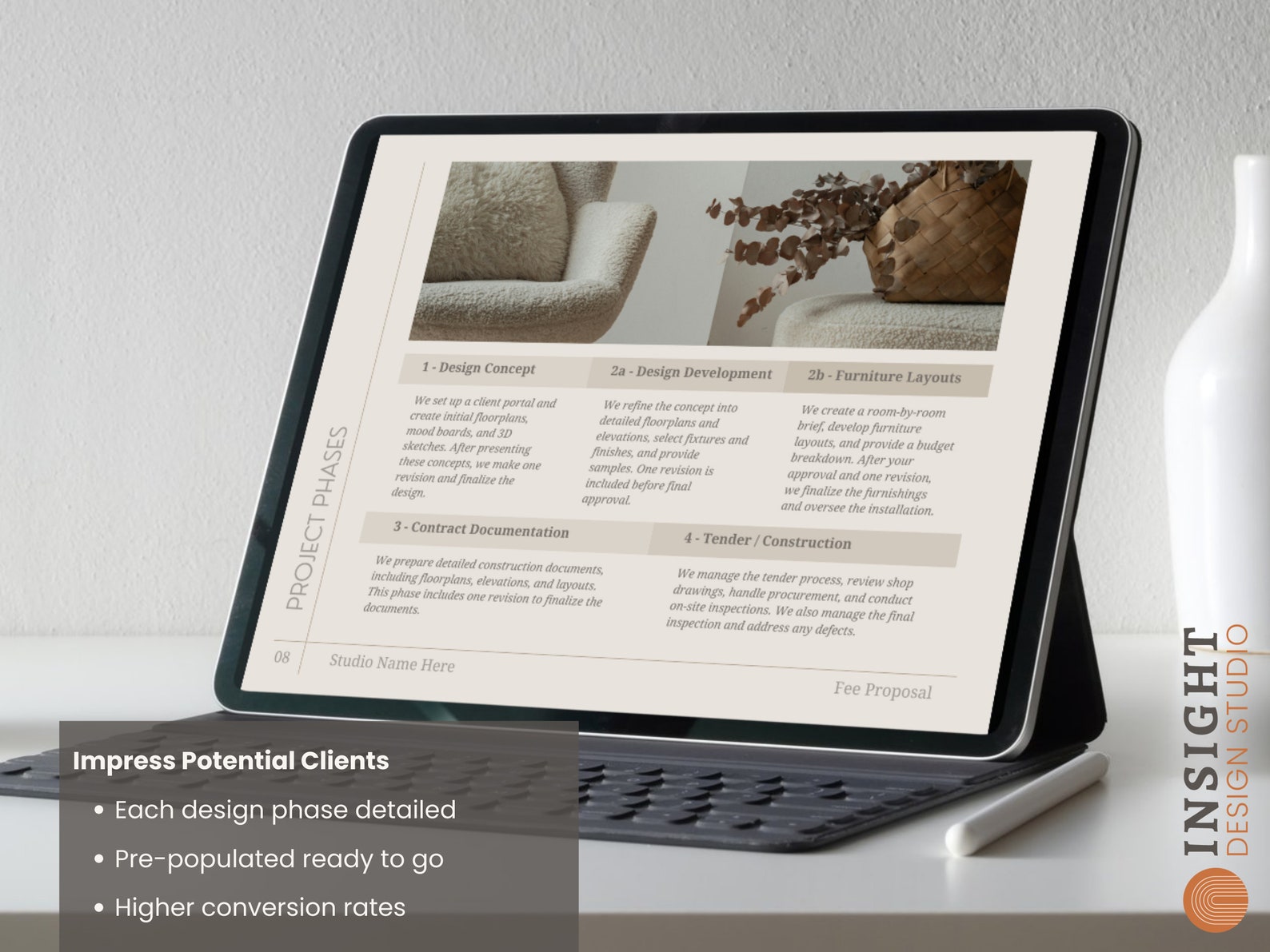 Interior Design Fee Proposal Template - Canva Powerpoint Adobe Indesign ...