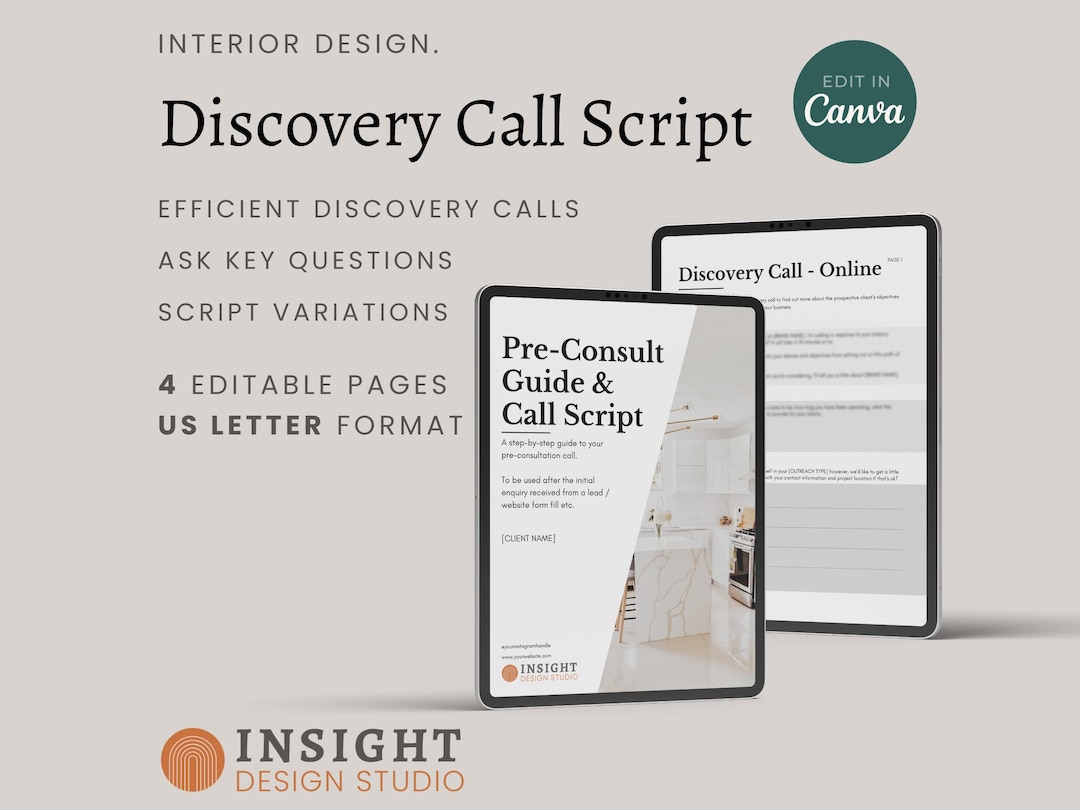 Interior Design Discovery Call Pre-consultation Call Script | Aesthetic ...