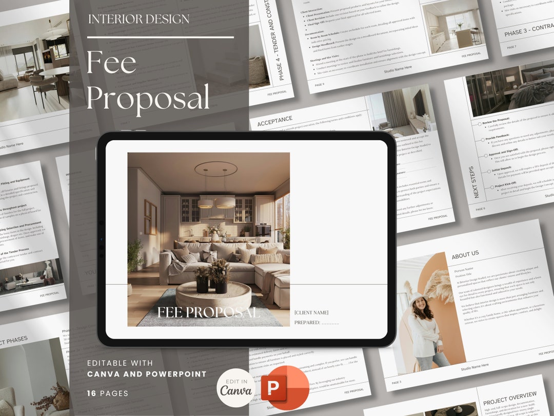 Interior Design Fee Proposal Template the Alden Canva Powerpoint ...