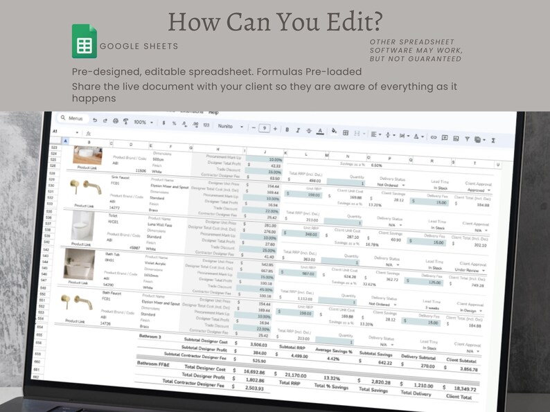 Interior Design Template FF&E Finishes Schedule, Procurement Fee Profit ...