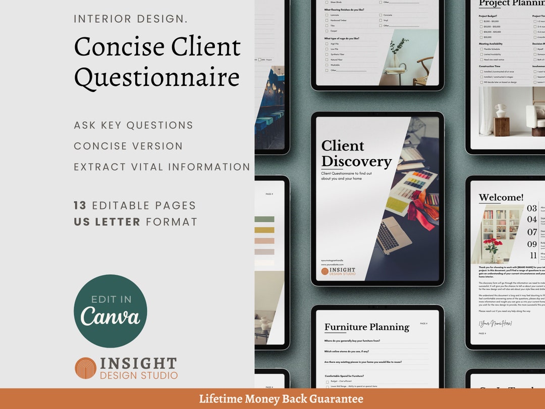 Interior Design Client Questionnaire Discovery Form Canva Client ...
