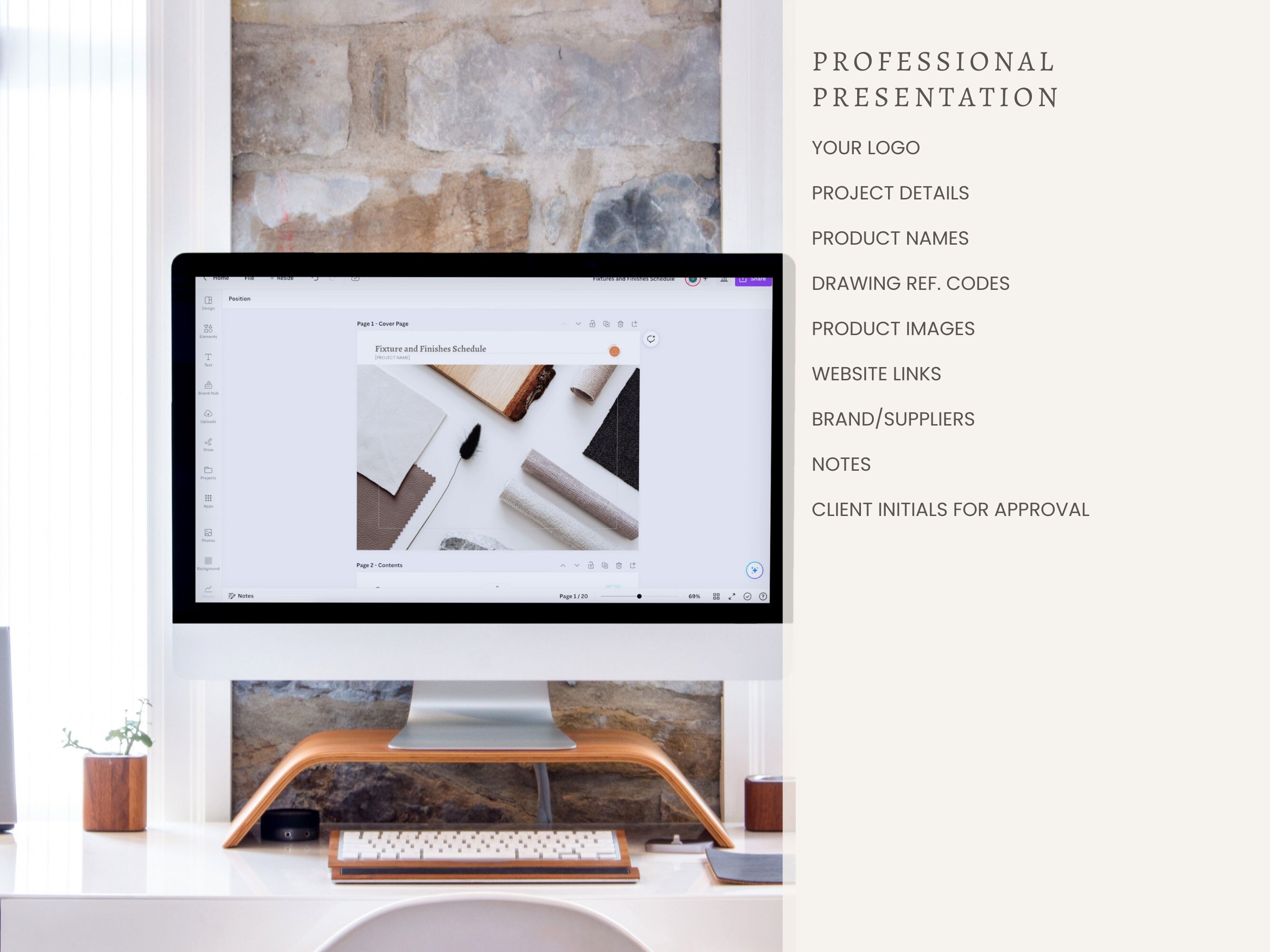 Interior Design Fixture and Finishes Schedule | Canva Template | Lighting Schedule | Kitchen ...