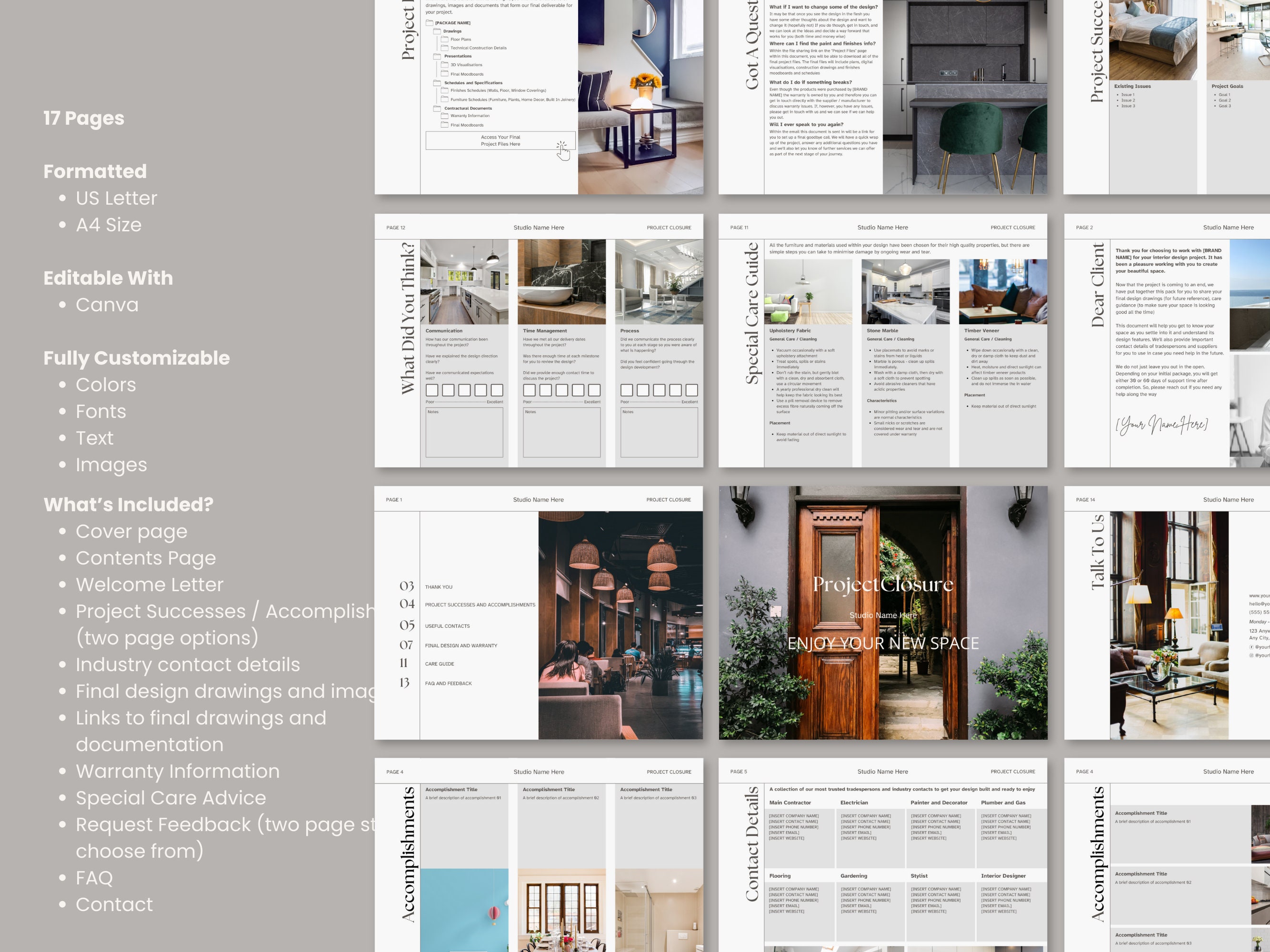 Interior Design Project Closure Packet Template | Client Goodbye | E ...