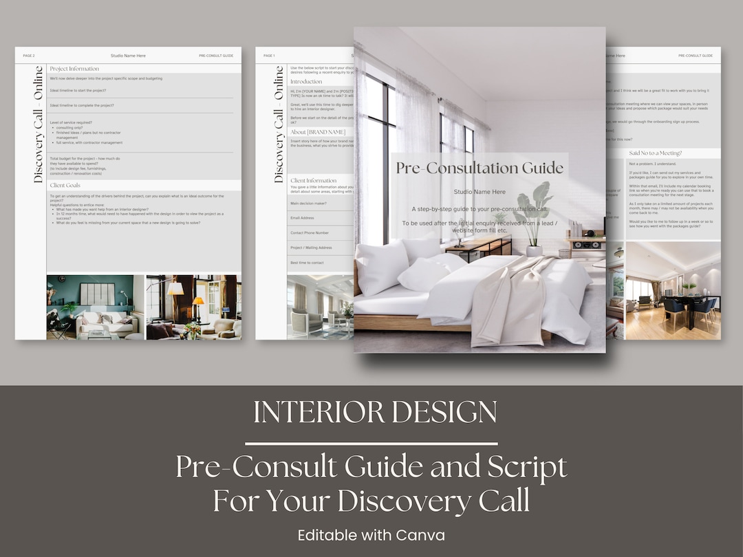 Interior Design Template Discovery Call Pre-consultation Call Script ...